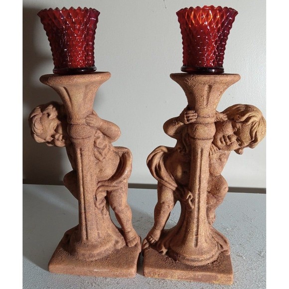 Unique Vintage | Accents | Vintage Italian Ceramic Cherubs Candle ...